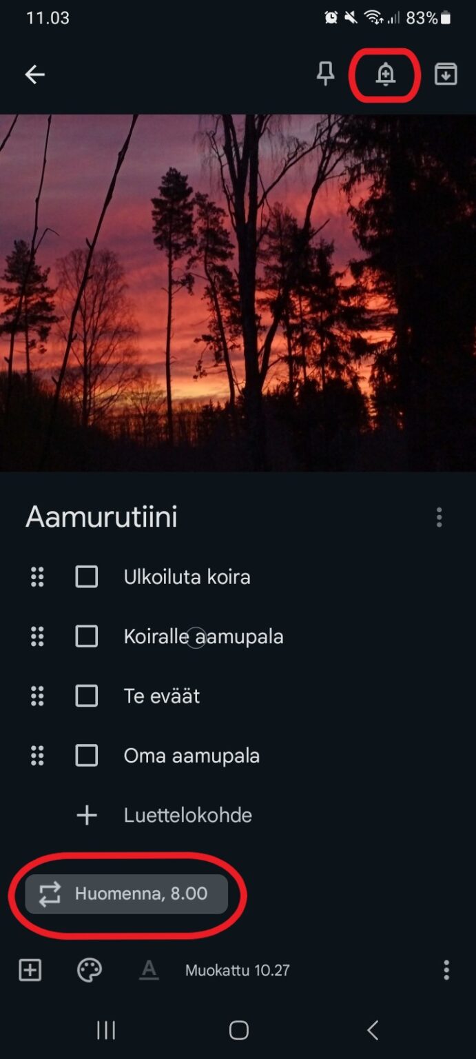 Ajanhallinta - Google Keep - Datero